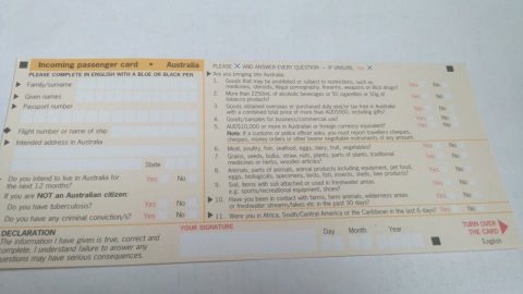 FOOD DECLARATION LIST AUSTRALIA
